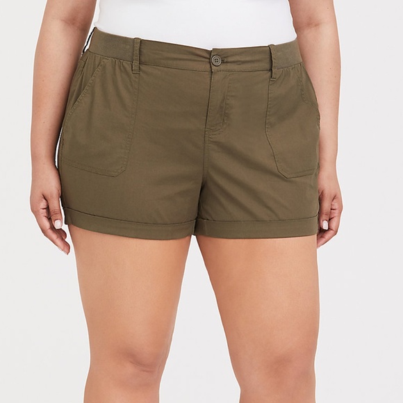 torrid | Shorts | Torrid 26 Shorts Poplin Cuffed Olive Green Plus Size ...
